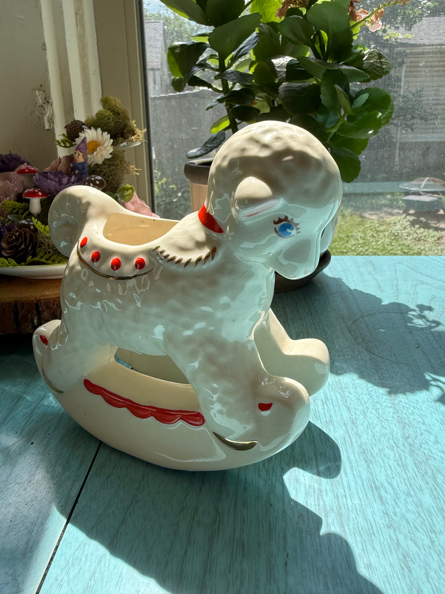 Vintage ceramic rocking lamb planter – The Glitter Workshop