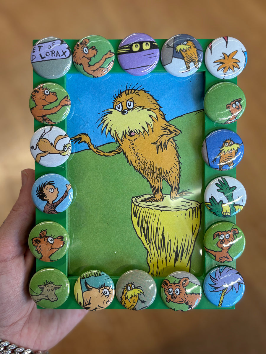 Handmade Lorax button frame – The Glitter Workshop