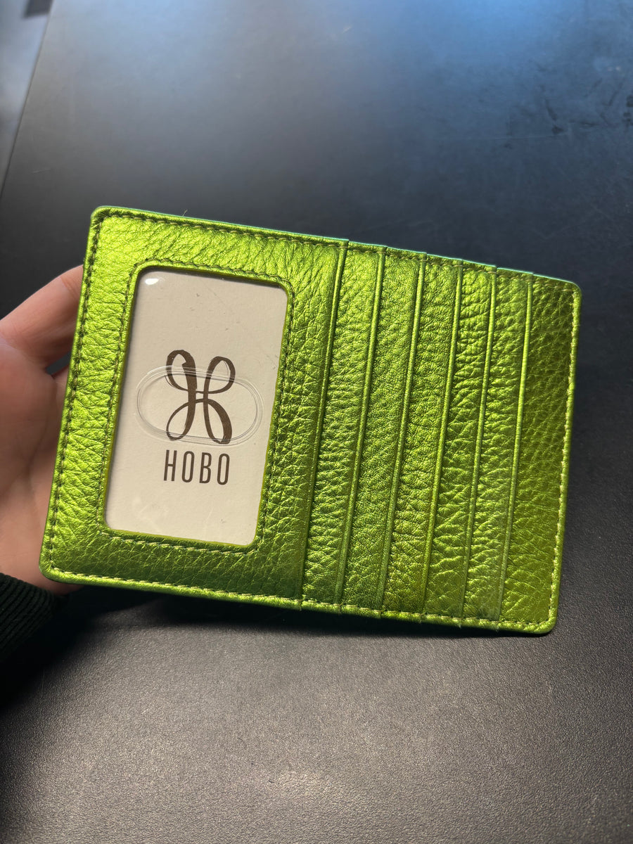 HOBO International Metallic Green Leather Card Wallet – Slim ID Holder ...